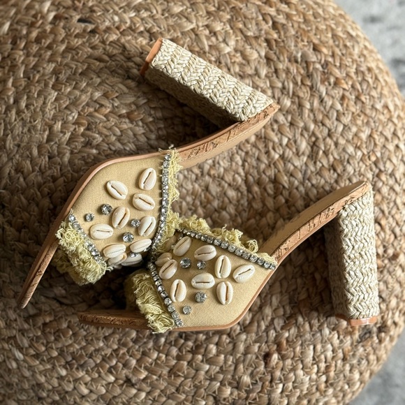 Cape Robbin | Shoes | Sea Boho Vacation Heels Raffia Block Heel Mule ...